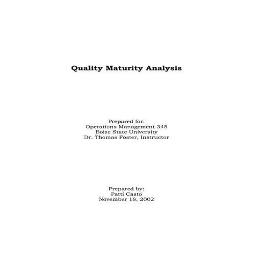 Quality Maturity Analysis | PDF