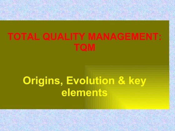 Introduction to total quality management(tqm) | PPT