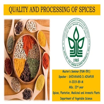 Quality and processing of spices presentation | PDF