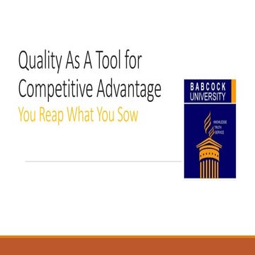 Quality as a tool for competitive advantage real 2019 | PPT