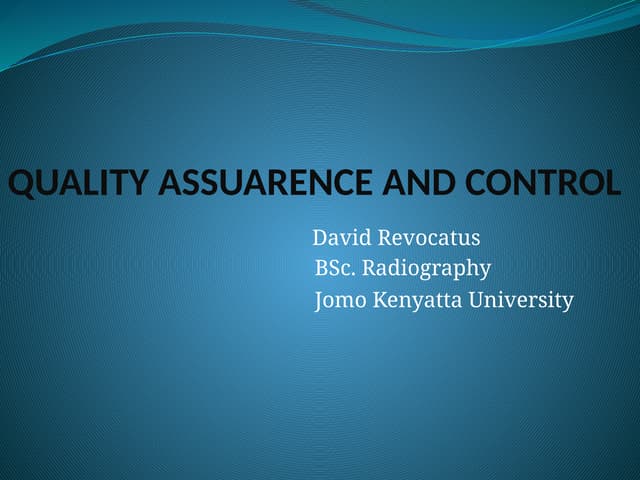 Quality Assurance Programme in Computed Tomography | PPTX