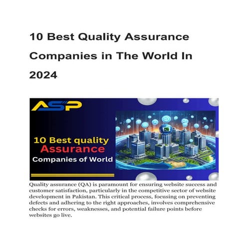 10 Best Quality Assurance Companies in The World In 2024 | PDF