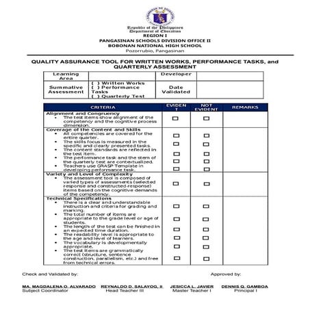 QUALITY ASSURANCE FORM for ASSESSMENT.docx