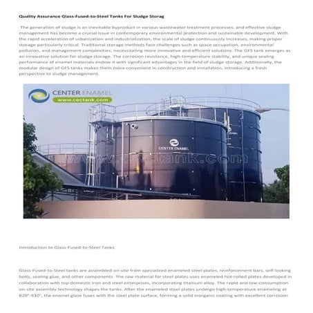 Quality Assurance Glass-Fused-to-Steel Tanks For Sludge Storag.docx