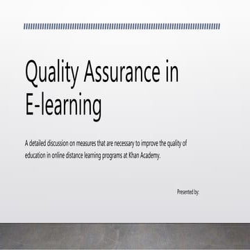 Quality assurance in e learning | PPTX