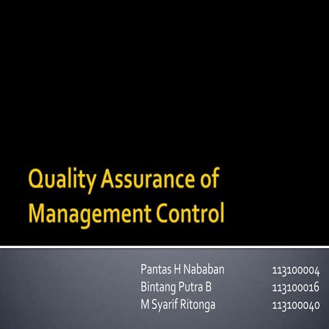 Quality assurance of management control | PPTX