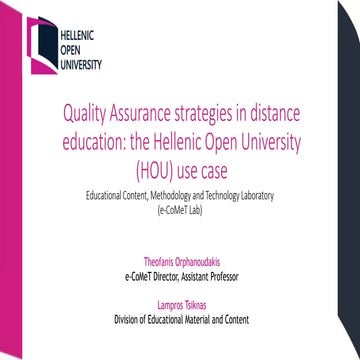 Quality assurance strategies in distance education - the hellenic open ...