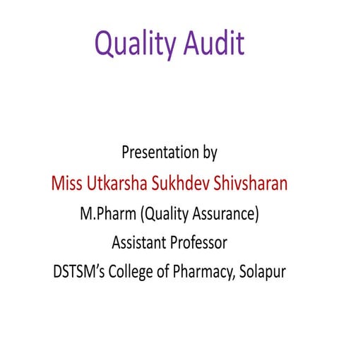 Quality audit | PPT