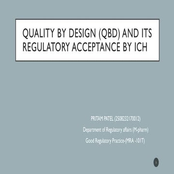 INTRODUCTION TO QUALITY BY DESIGN (QBD) | PPTX
