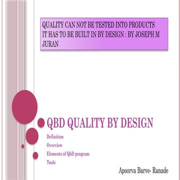 INTRODUCTION TO QUALITY BY DESIGN (QBD) | PPTX