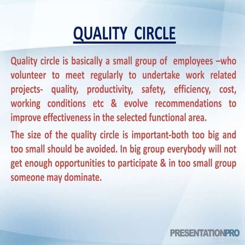 Total quality management vs quality circles, tools | PPTX