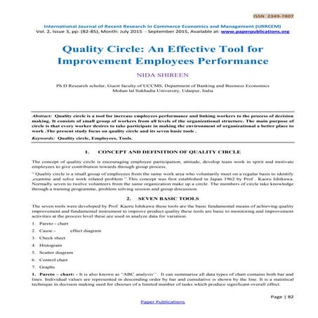Quality Circle: An Effective Tool for Improvement Employees Performance | PDF