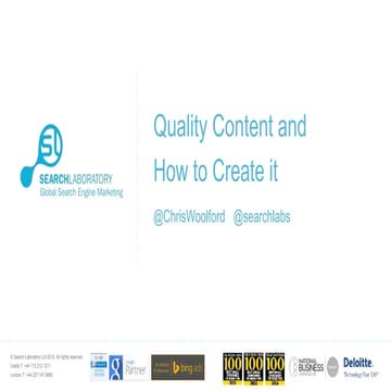 Quality Content and How to Create It - Figaro Digital 2015 | PPTX