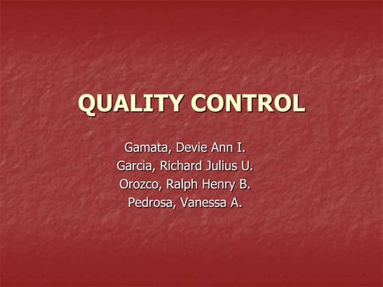 Quality control and quality assurance | PPT