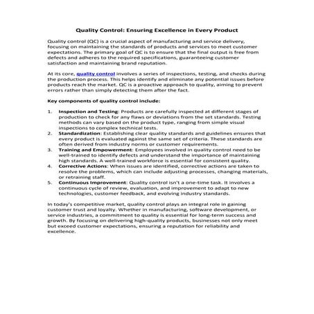 Tips for Effective Quality Control in Manufacturing | PPTX