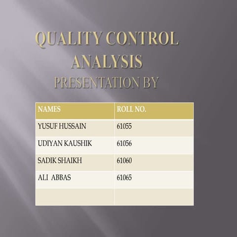 Quality control analysis | PPTX