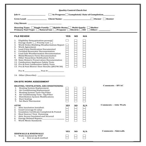 WAPTAC Generic Quality Control Inspection Form Resource | DOC