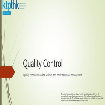 ISQC 1 / ISA 220 Quality control | PPTX