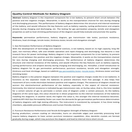 Quality control methods for battery diagram | PDF