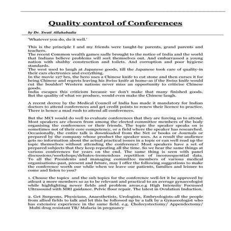 Quality Control of Conferences | DOCX