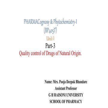 Quality control of Drugs of Natural Origin. PHARMACognosy ...