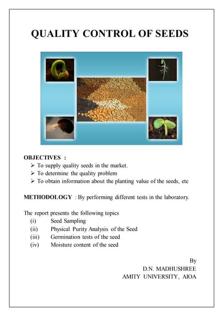 Seed sampling and testing | PPTX