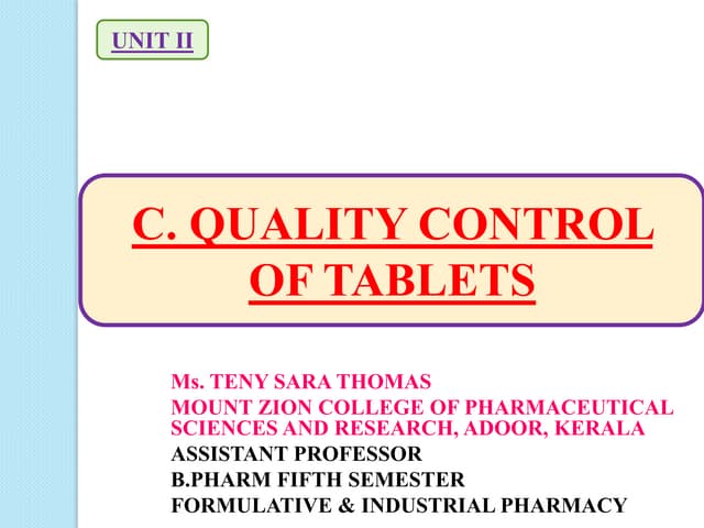 Guidance on tablet scoring | PPTX