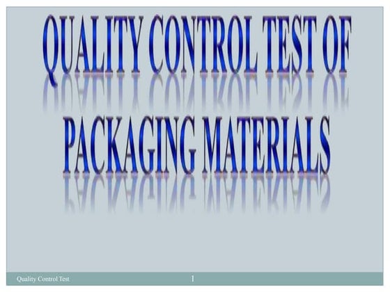 Quality control test of glass containers | PPT