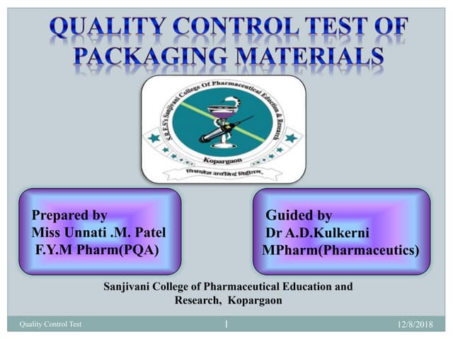 Quality Control Of Packaging Material | PPTX