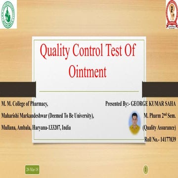 Quality control test of ointment | PPTX