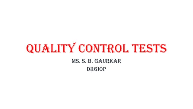 In process & finished products quality control test for pharmaceuticals ...