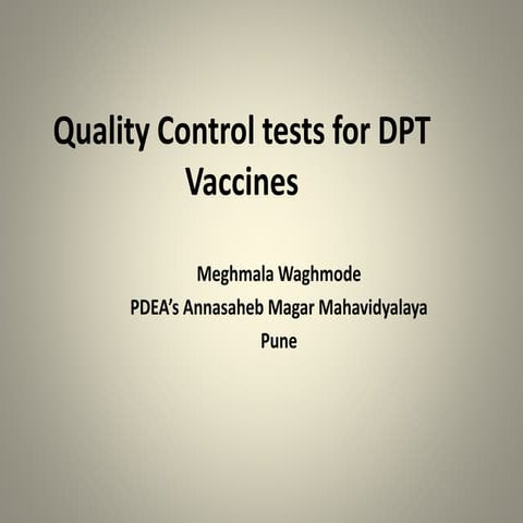Quality control tests for vaccines converted | PDF