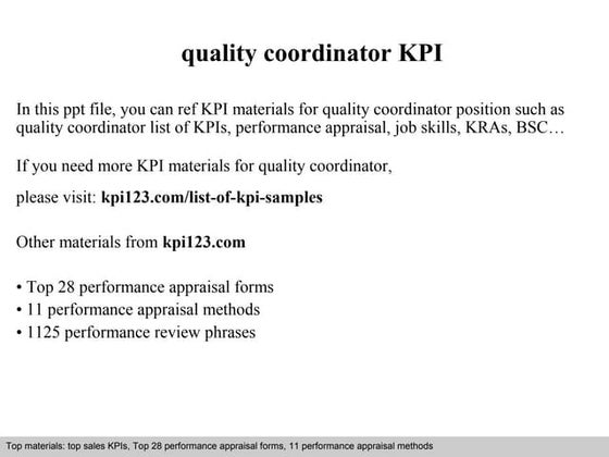Quality director kpi | PPT