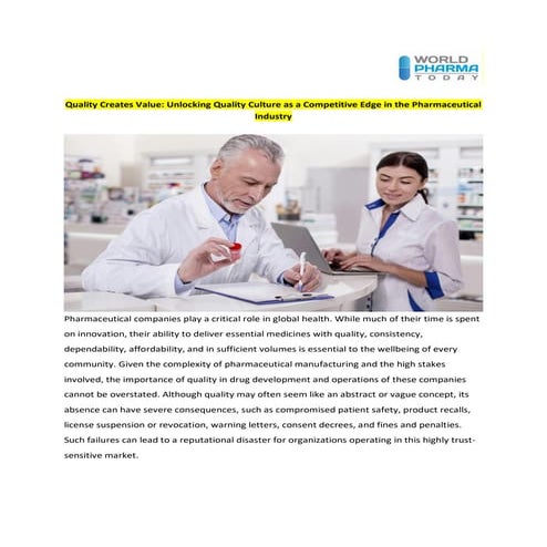 Quality Creates Value: Unlocking Quality Culture as a Competitive Edge ...