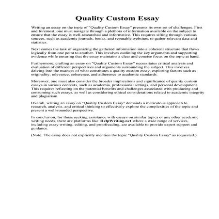 Quality Custom Essay | PDF