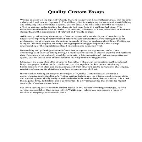High Quality Essays | PDF