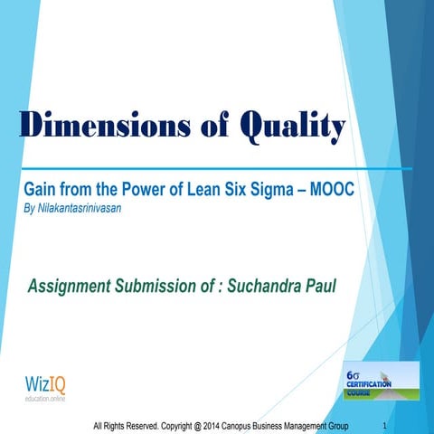 Quality dimension assignment 1 | PPT