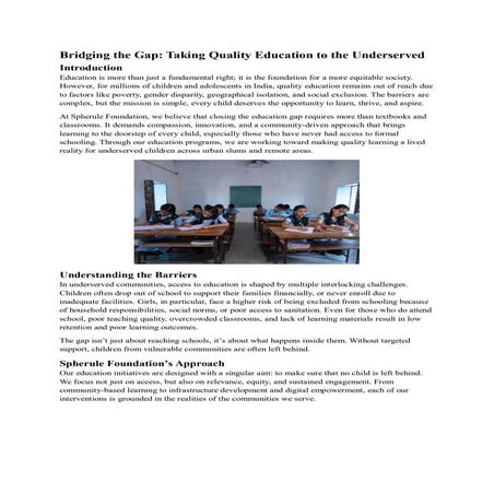 Bridging the Gap: Taking Quality Education to the Underserved | PDF