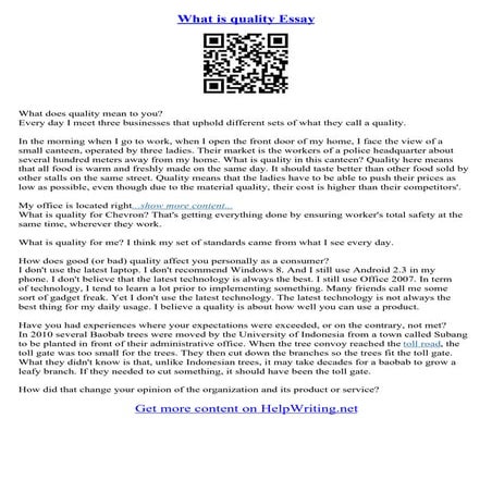 Quality Essay | PDF