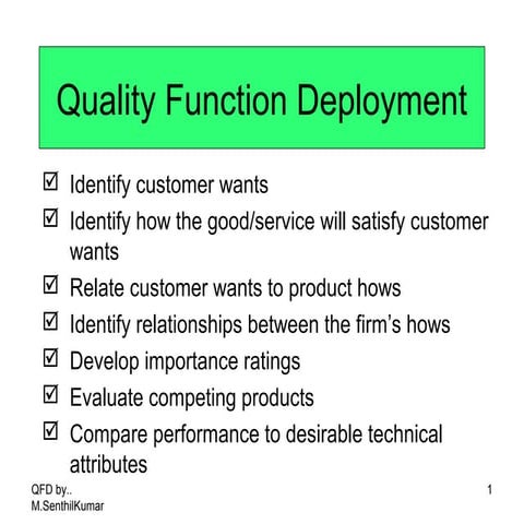 Quality function deployment | PPT