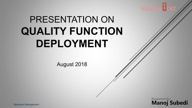 Quality Function Deployment Ppt