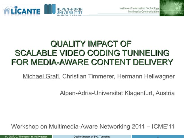 Quality Impact Of Scalable Video Coding Tunneling For Media Aware Content Delivery Ppt