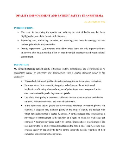 PPT ON QUALITY IMPROVEMENT& PATIENT SAFETY | PPTX