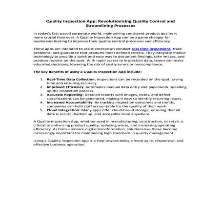 Revolutionize Your Quality Inspections with a Mobile App! 🚀 | PDF