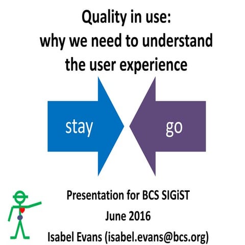 Quality in use why do we need to understand the user experience v1 ...