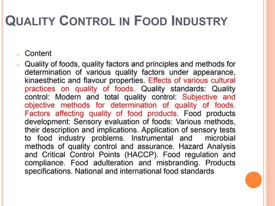 Food quality parameters | PPT