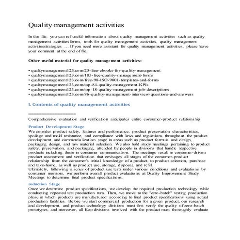 Quality management cycle