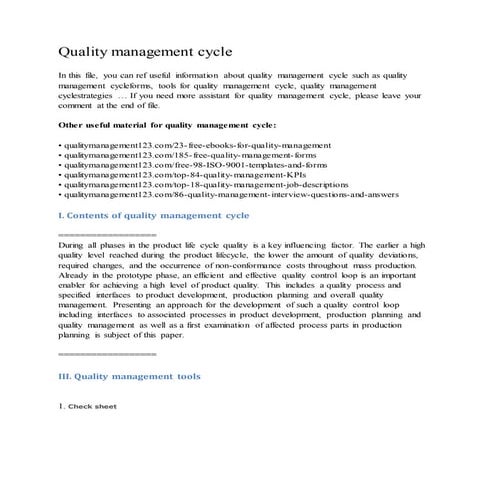 Quality management cycle | DOCX