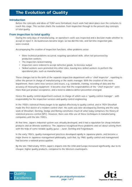 History of Quality Management | PPTX