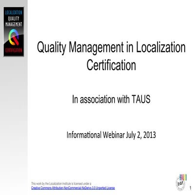 Quality Management in Localization Certification | PDF